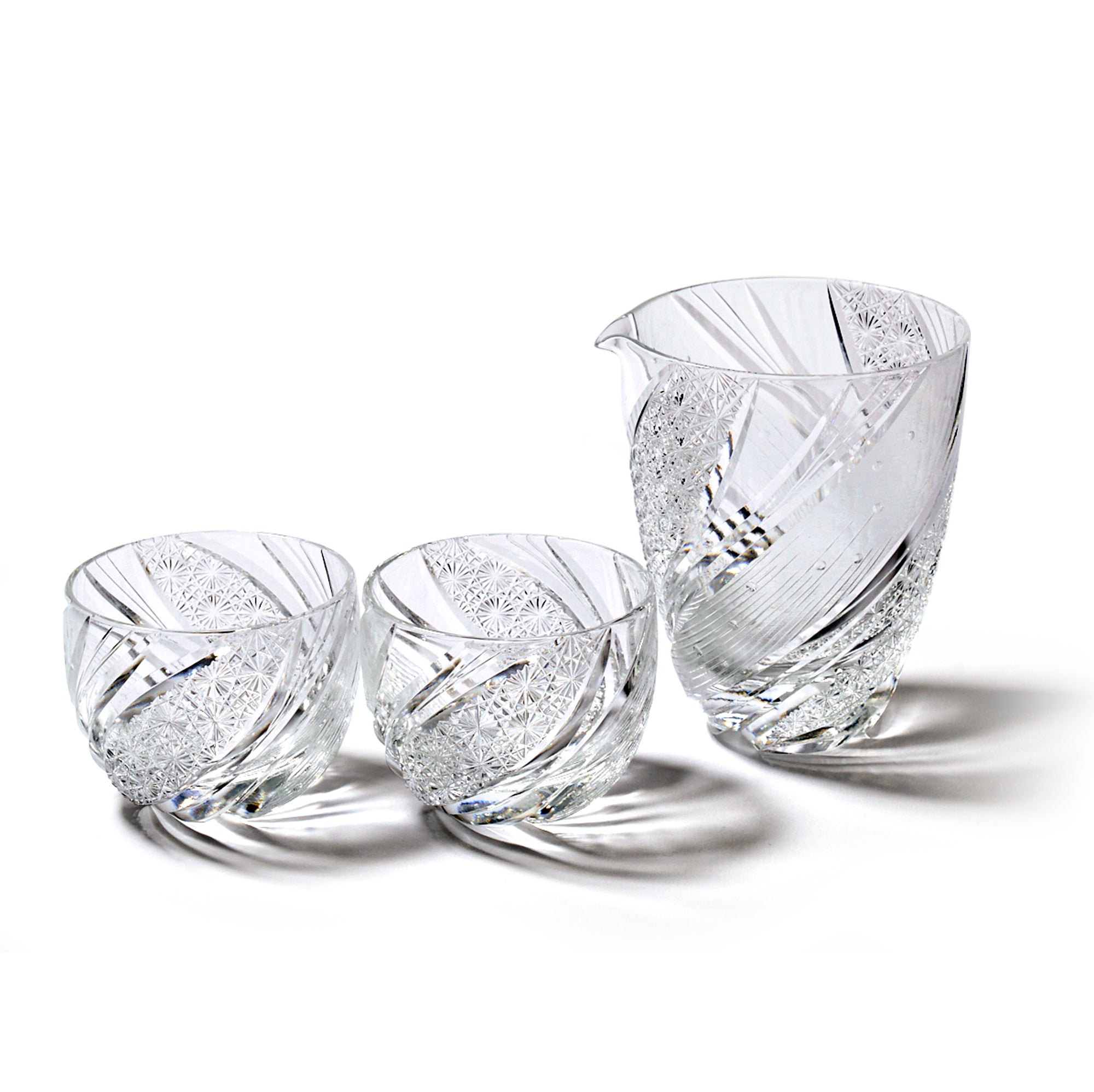 江戸切子 流星 酒器三点揃 透き ｜江戸切子グラスならTABLEAU ONLINE SHOP（タブロー工房オンラインショップ）